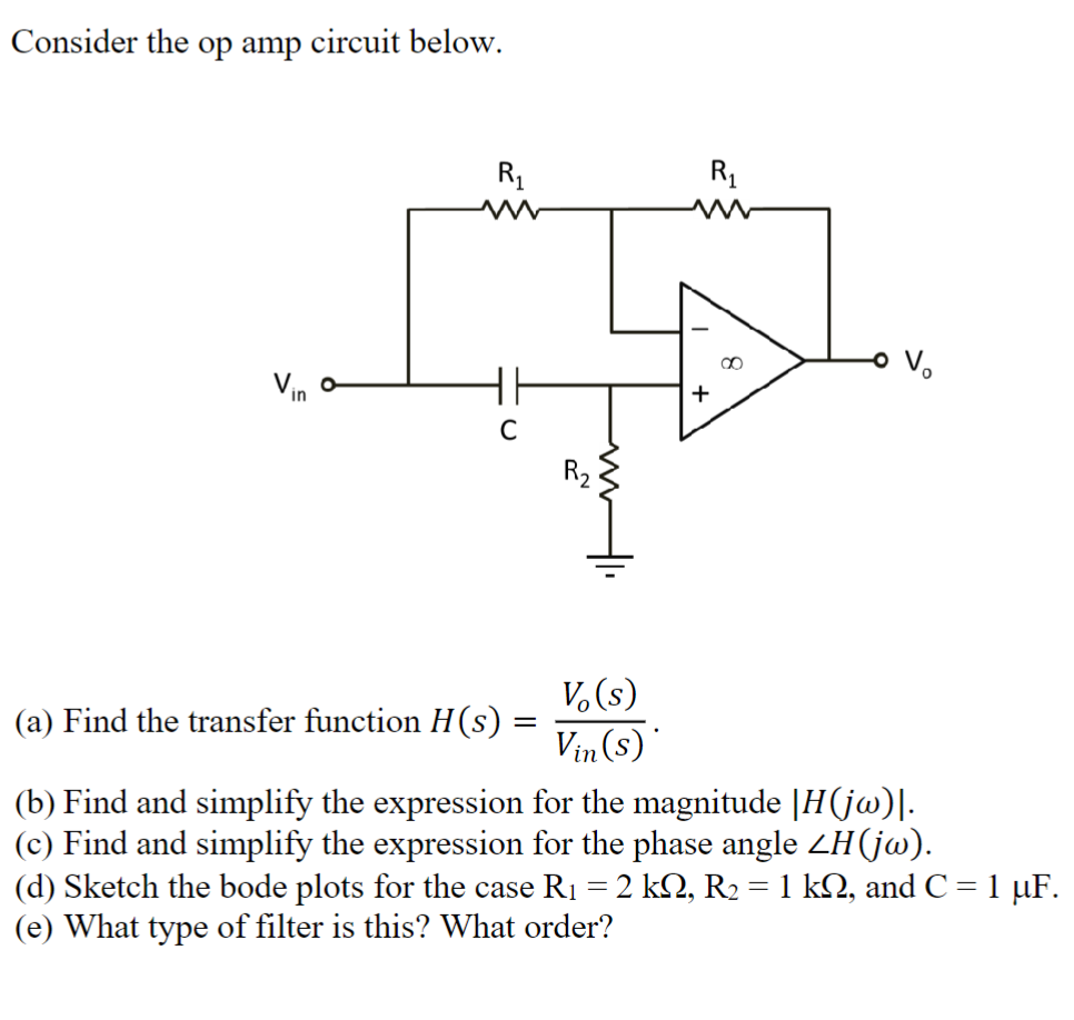 Solved Consider the op amp circuit below. (a) Find the | Chegg.com