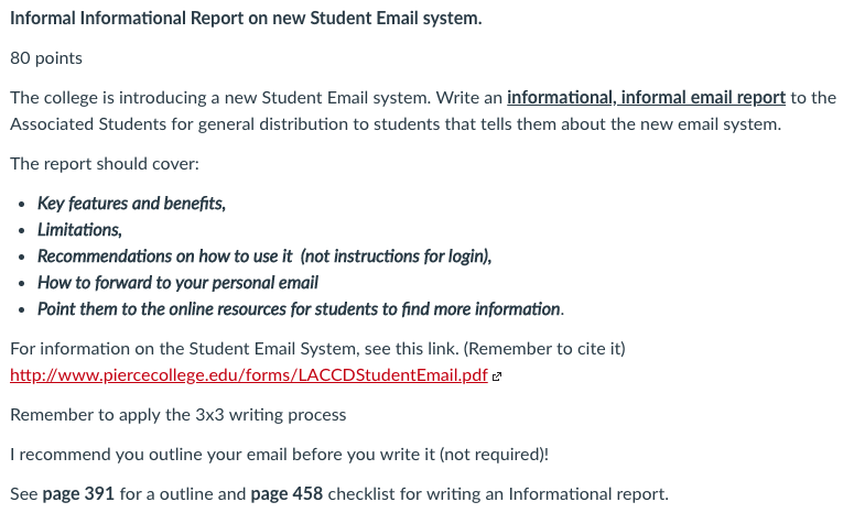 Informal Informational Report on new Student Email | Chegg.com