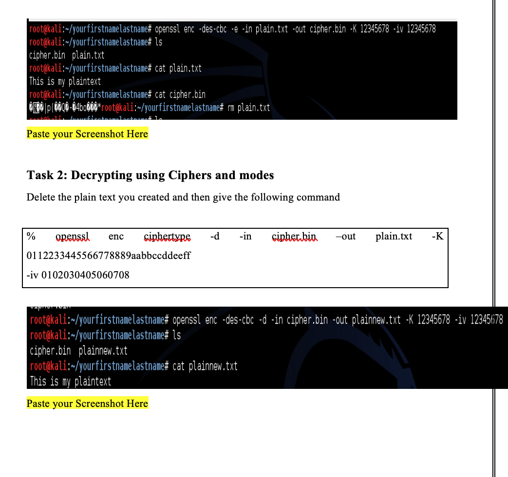 Solved Lab 6: Symmetric encryption(AES and DES) using | Chegg.com