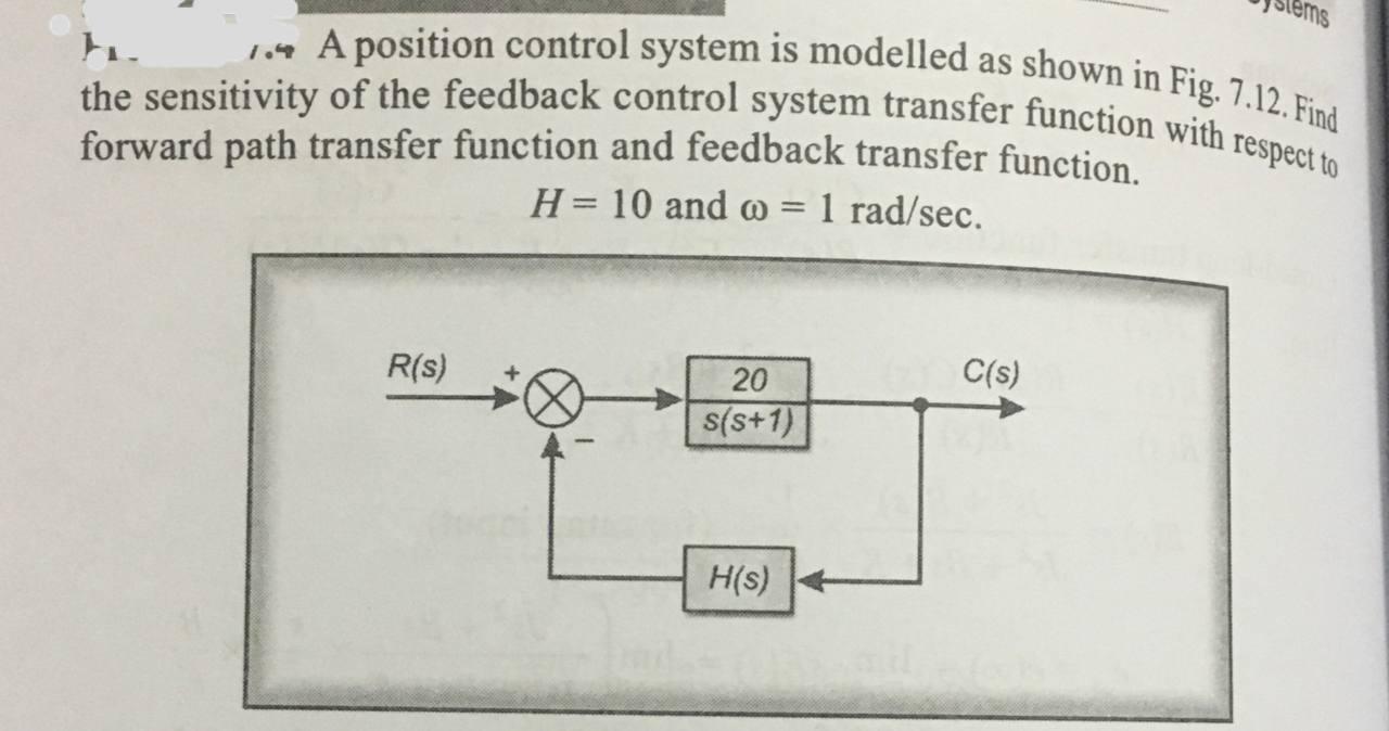 Solved stems 1.4 A position control system is modelled as | Chegg.com