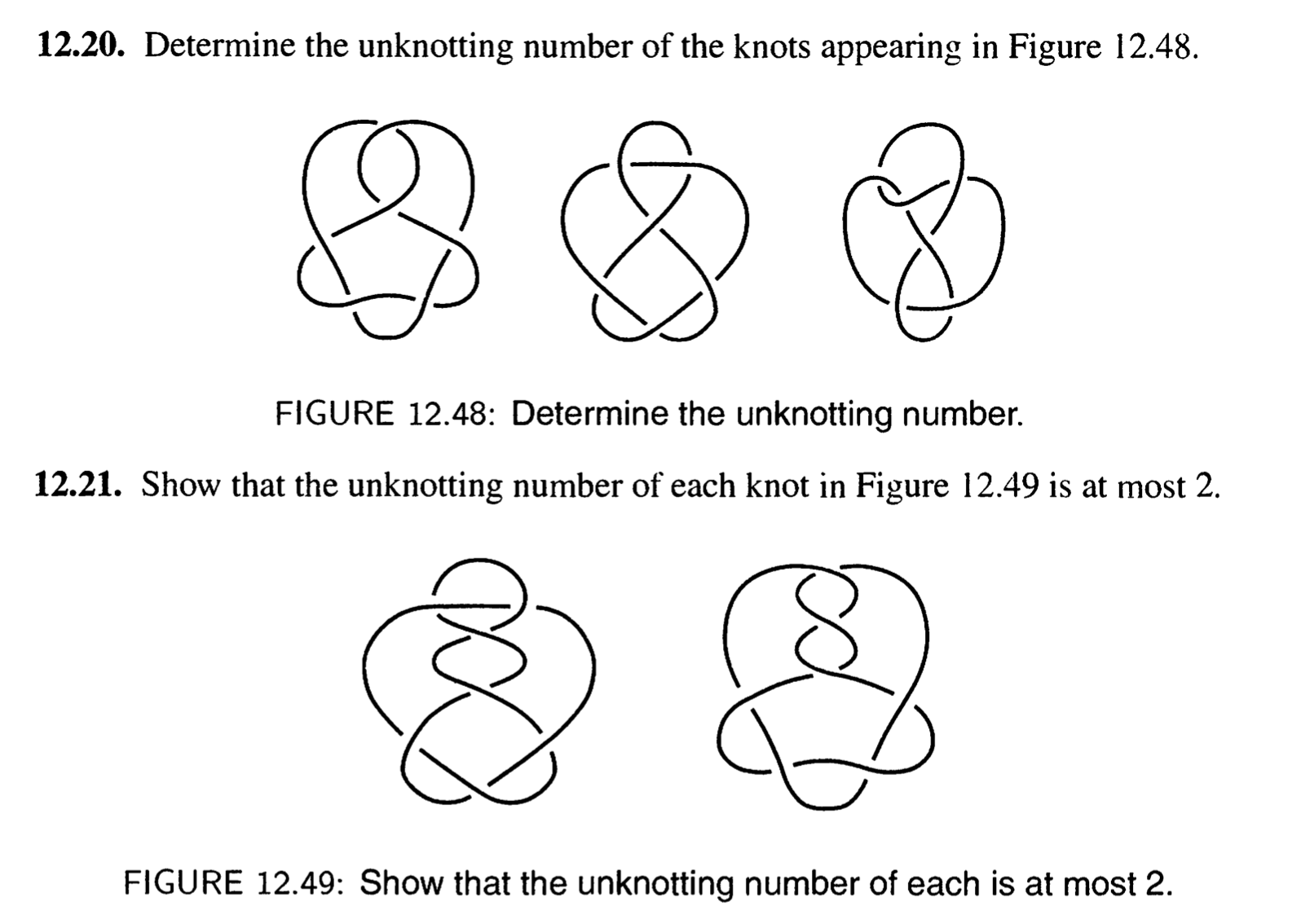 12.20. Determine the unknotting number of the knots | Chegg.com