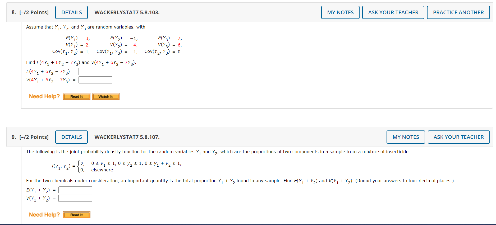 Solved 8. [-/2 Points] DETAILS WACKERLYSTAT7 5.8.103. MY | Chegg.com