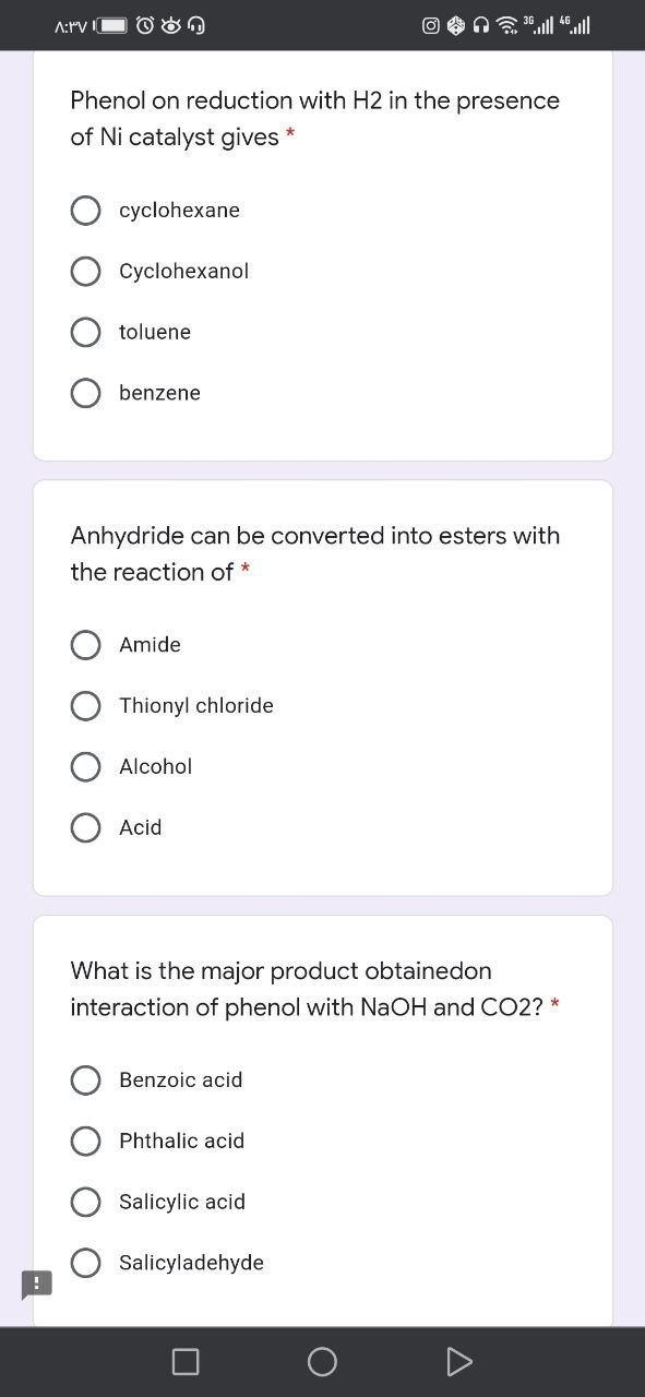 Solved A:VIL o Phenol on reduction with H2 in the presence | Chegg.com