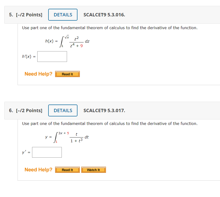 Solved Use part one of the fundamental theorem of calculus | Chegg.com