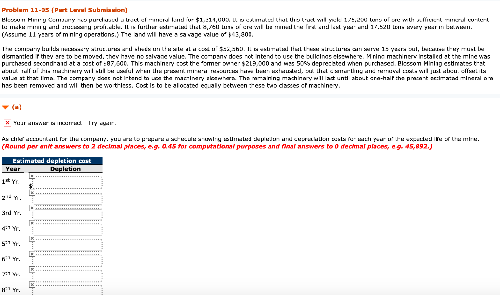 Solved Problem 11-05 (Part Level Submission) Blossom Mining | Chegg.com