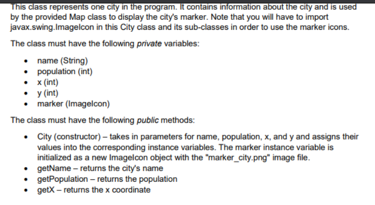 Solved This class represents one city in the program. It | Chegg.com