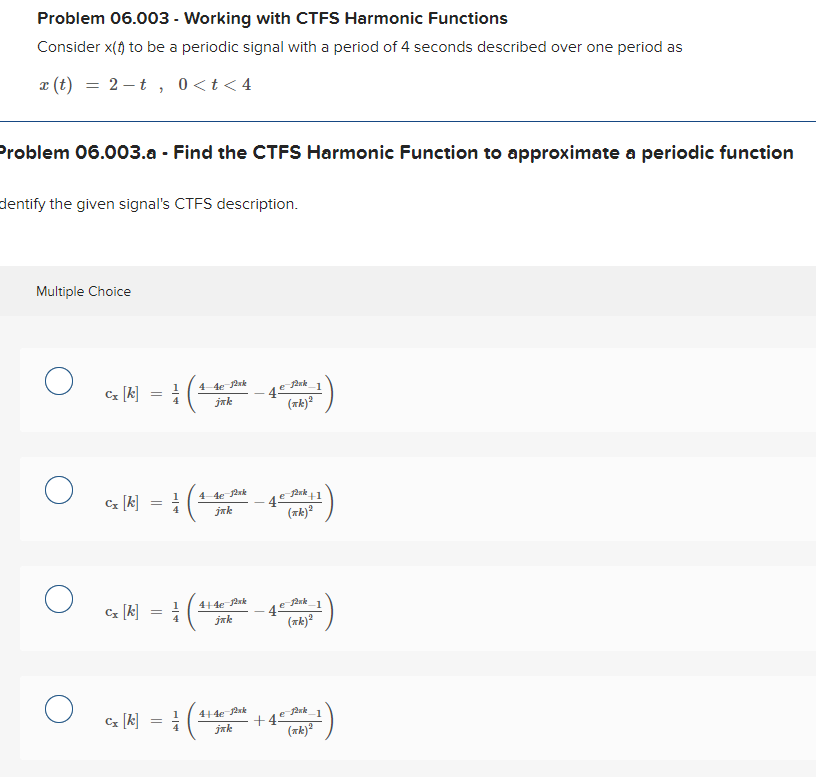 Solved Problem 06.003 - Working with CTFS Harmonic Functions | Chegg.com