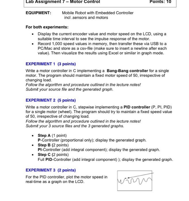 Lab Assignment 7 - Motor Control Points: 10 EQUIPMENT | Chegg.com
