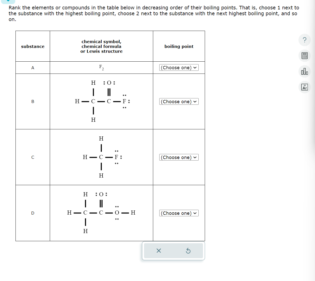 Solved Rank the elements or compounds in the table below in | Chegg.com