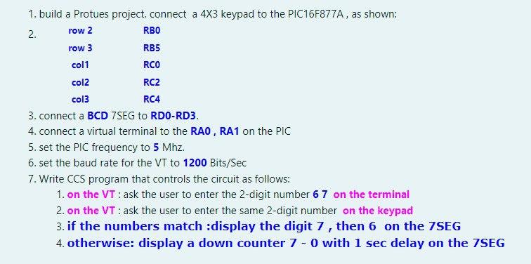 Solved 1. build a Protues project. connect a 4×3 keypad to | Chegg.com