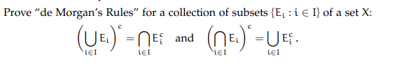Solved ove "de Morgan's Rules" for a collection of subsets | Chegg.com