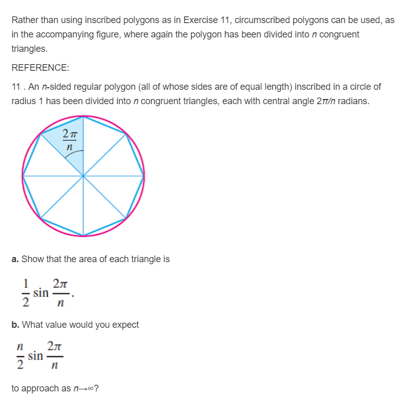 Solved Rather than using inscribed polygons as in Exercise | Chegg.com