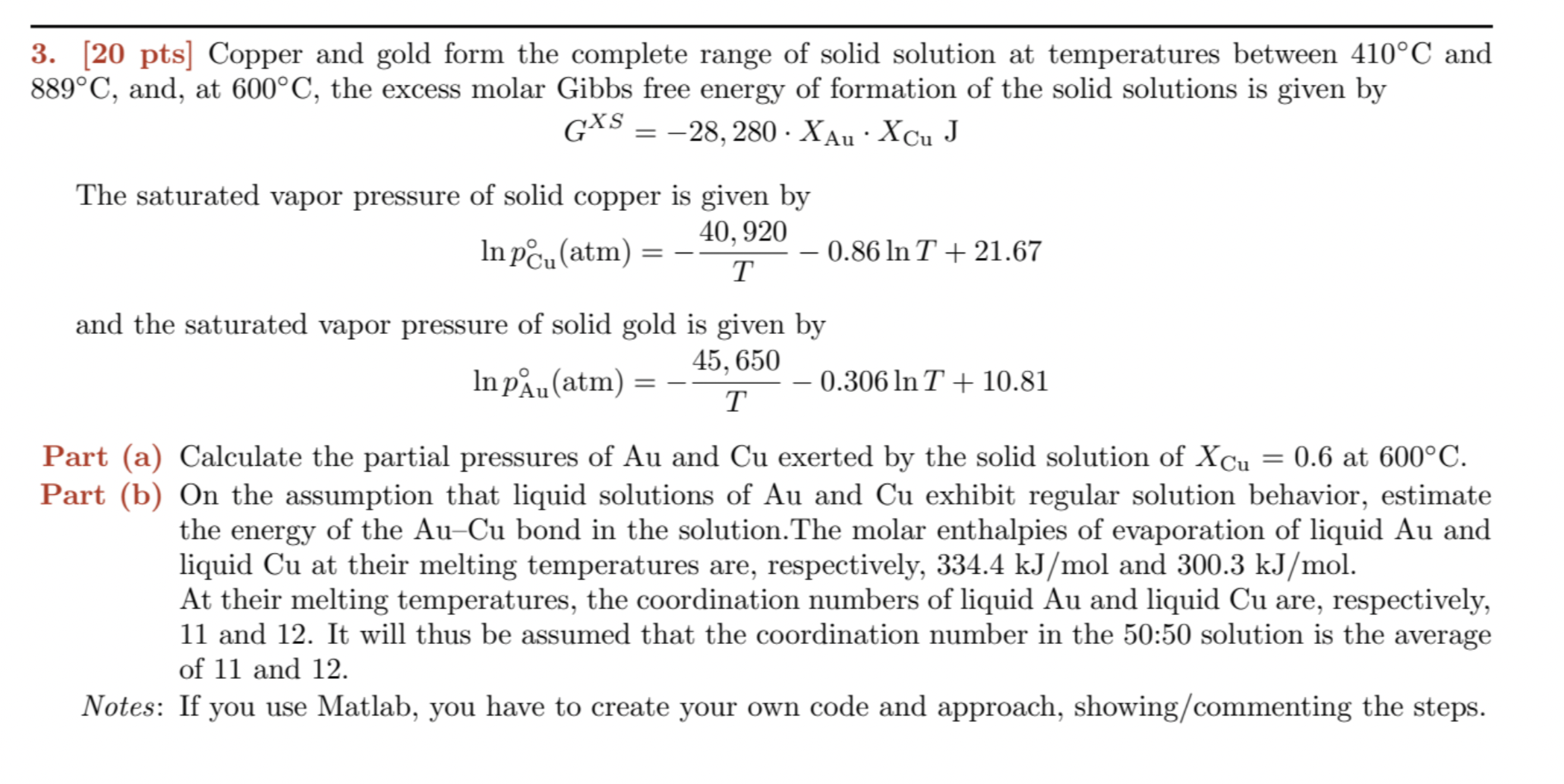 3. [20pts] Copper and gold form the complete range of | Chegg.com