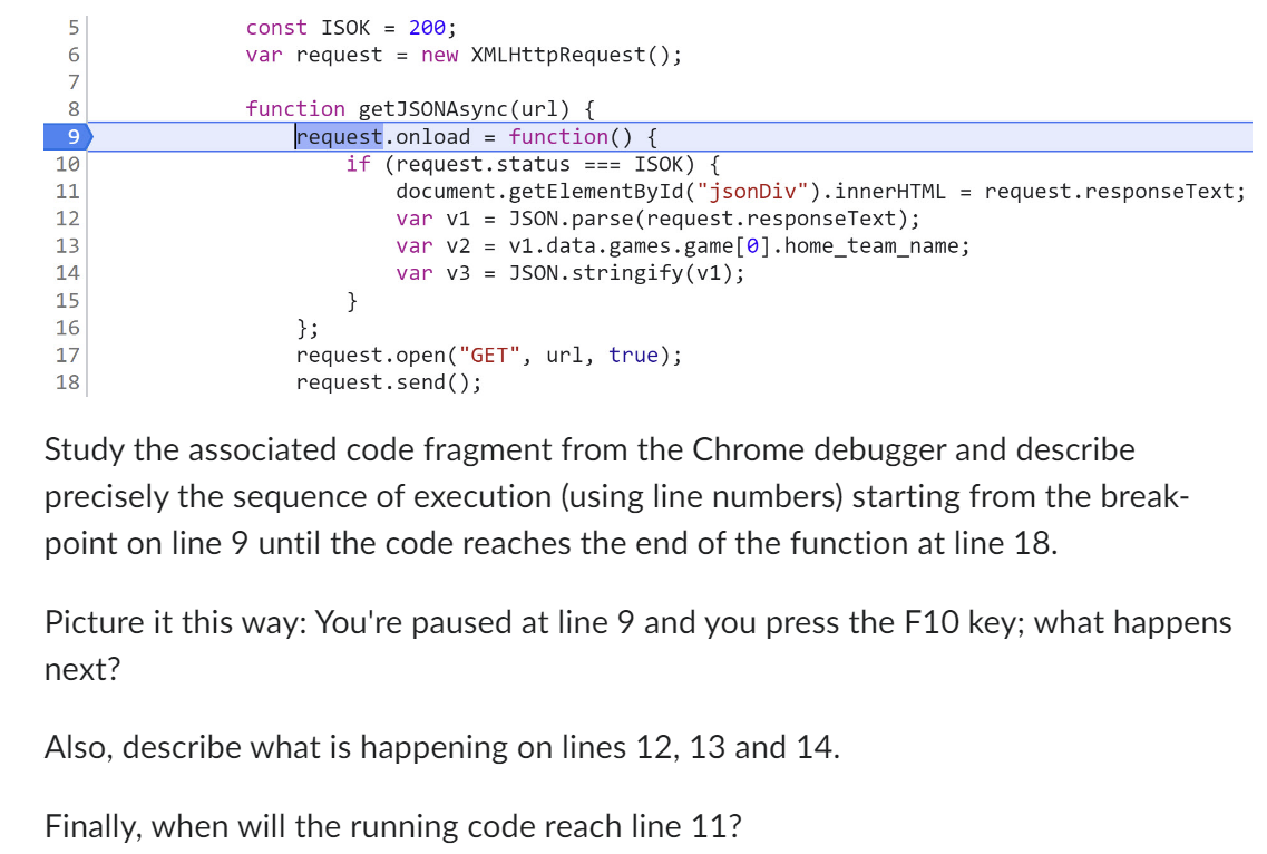 Solved const ISOK = 200; var request = new XMLHttpRequest(); | Chegg.com