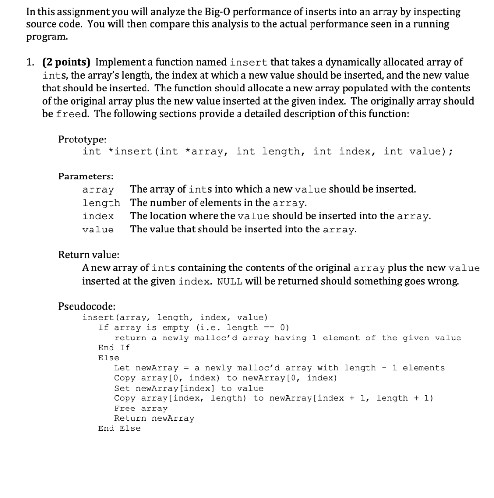 Solved In this assignment you will analyze the Big-O | Chegg.com