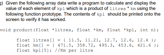 Solved a) Given the following array data write a program to | Chegg.com