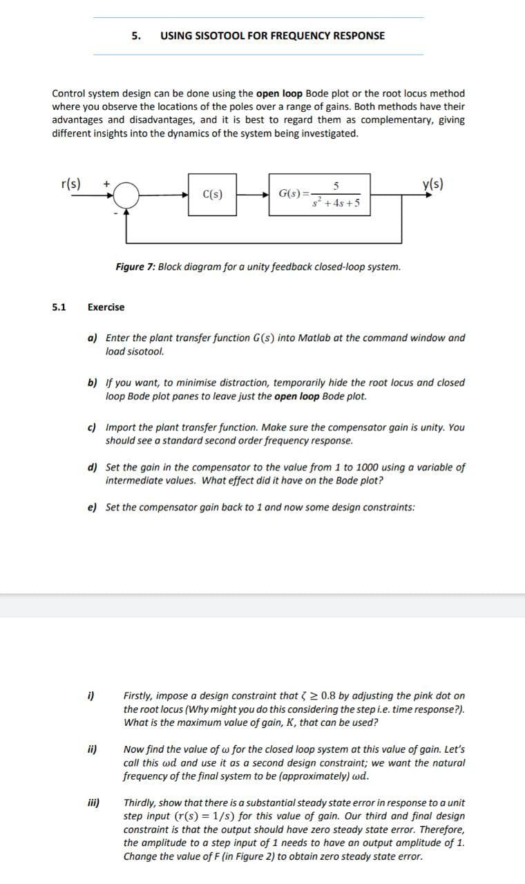 5. USING SISOTOOL FOR FREQUENCY RESPONSE Control | Chegg.com