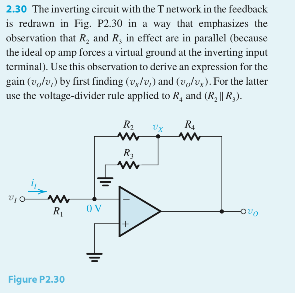 Solved 2.30 The inverting circuit with the T network in the | Chegg.com