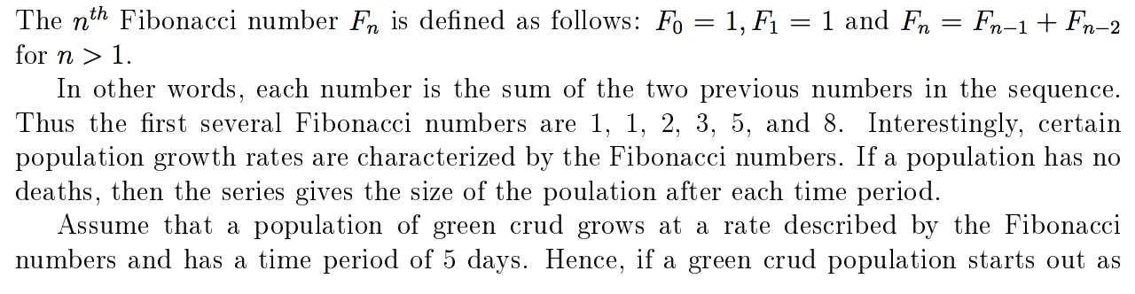 Solved = The nth Fibonacci number Fn is defined as follows: | Chegg.com