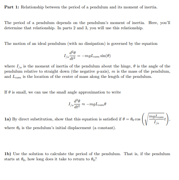 Solved Part 1: Relationship between the period of a pendulum | Chegg.com