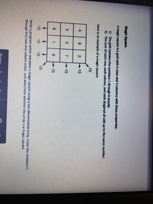 Solved A magic square is a grid with 3 rows and 3 columns | Chegg.com