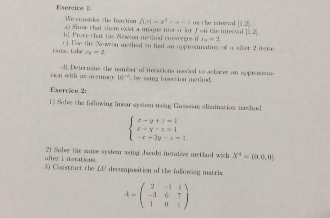 Solved Exercice 1: We consider the function () = -1-1 on the | Chegg.com Solved Exercice 1: We consider the function () = -1-1 on the | Chegg.com
