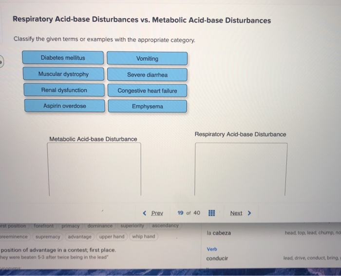 Solved Respiratory Acid-base Disturbances vs. Metabolic | Chegg.com