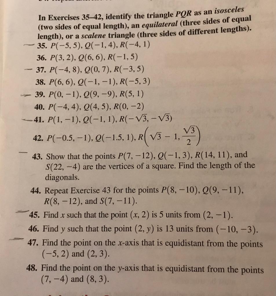 Solved In Exercises 35–42, identify the triangle PQR as an | Chegg.com