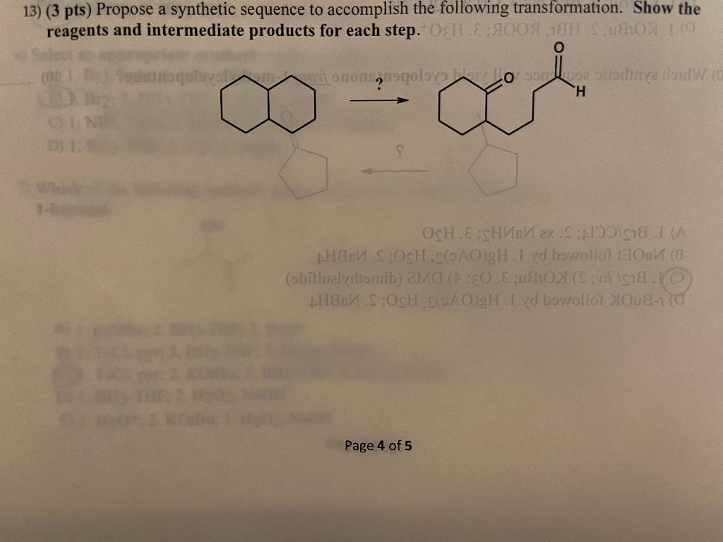 Solved 13) (3 pts) Propose a synthetic sequence to | Chegg.com