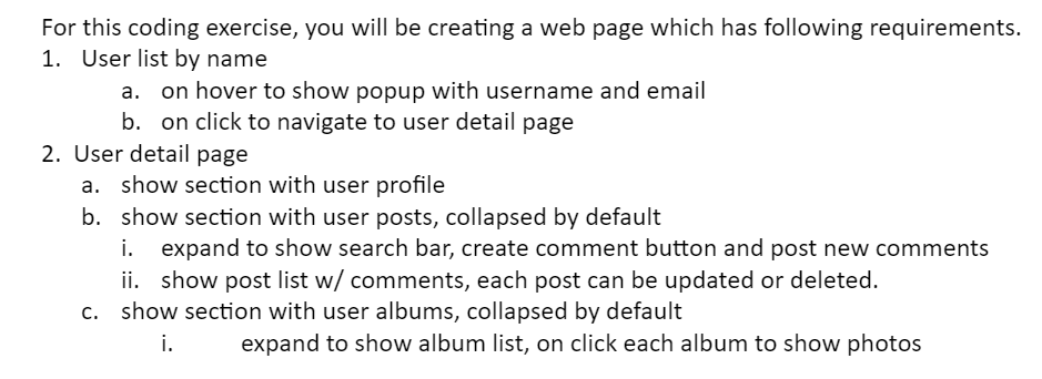 For this coding exercise, you will be creating a web | Chegg.com