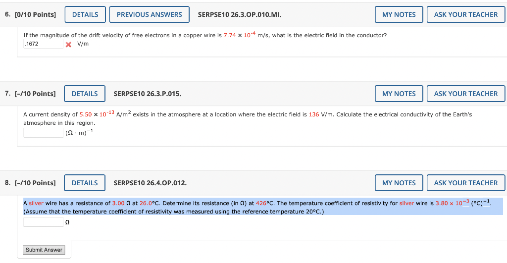 Solved 6. [0/10 Points] DETAILS PREVIOUS ANSWERS SERPSE10 | Chegg.com