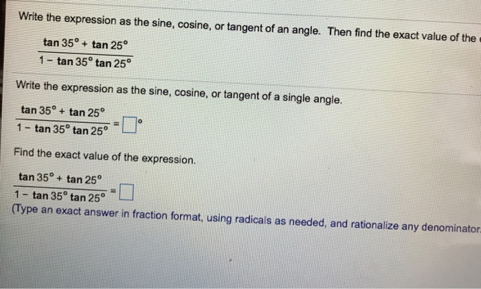 Solved Write the expression as the sine, cosine, or tangent | Chegg.com