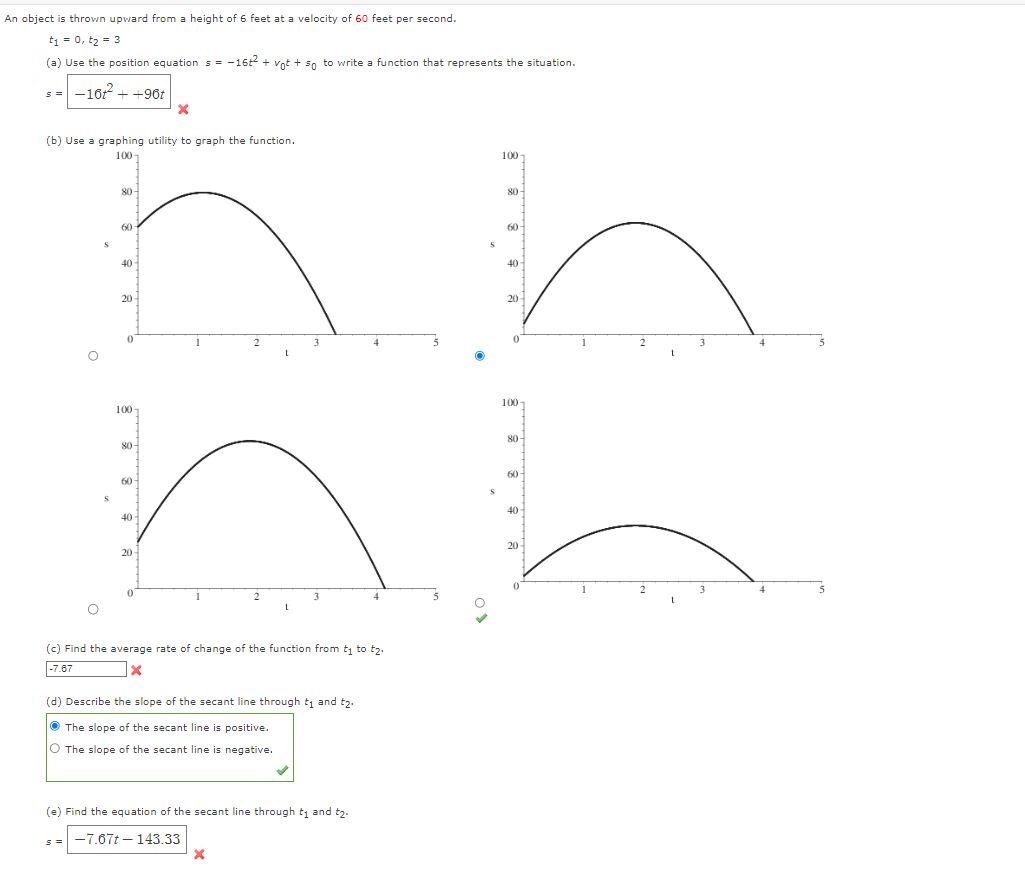 Solved An object is thrown upward from a height of 6 feet at | Chegg.com