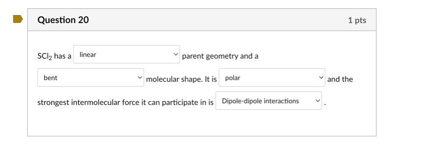 Solved Question 20 1 pts SCI2 has a linear parent geometry | Chegg.com