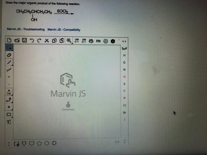 Solved Draw the major organio product of the following | Chegg.com