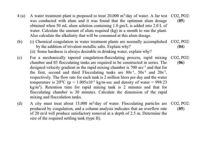 Solved (b) 1(a) Define the following terms: potable water, | Chegg.com