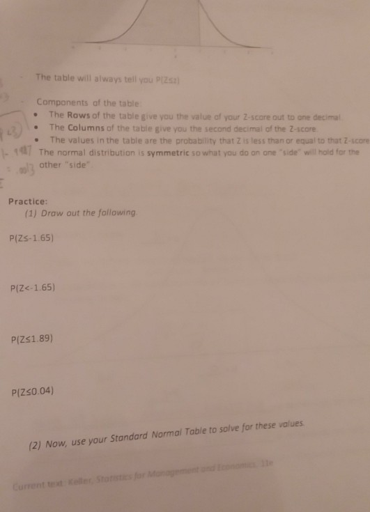 Solved The table will always tell you P(Zs) Components of | Chegg.com
