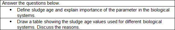 Solved Answer the questions below. Define sludge age and | Chegg.com