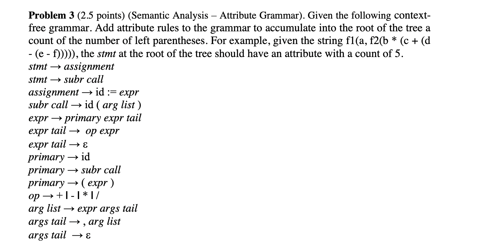 Problem 3 ( 2.5 points) (Semantic Analysis - | Chegg.com