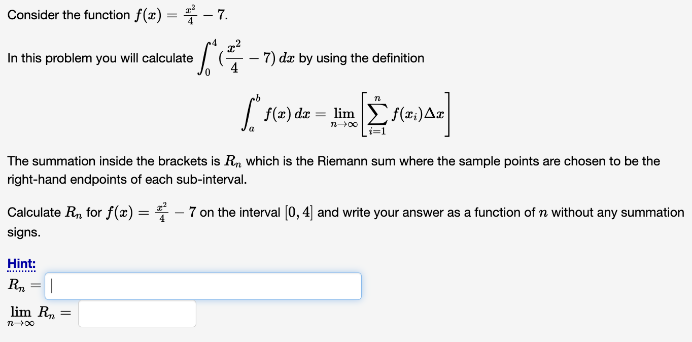Solved Consider the function f(x)=4x2−7. In this problem you | Chegg.com