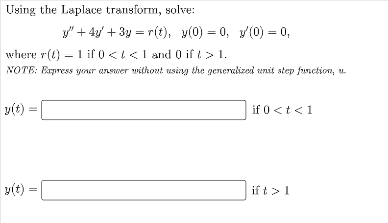 Solved Using the Laplace transform, solve: | Chegg.com