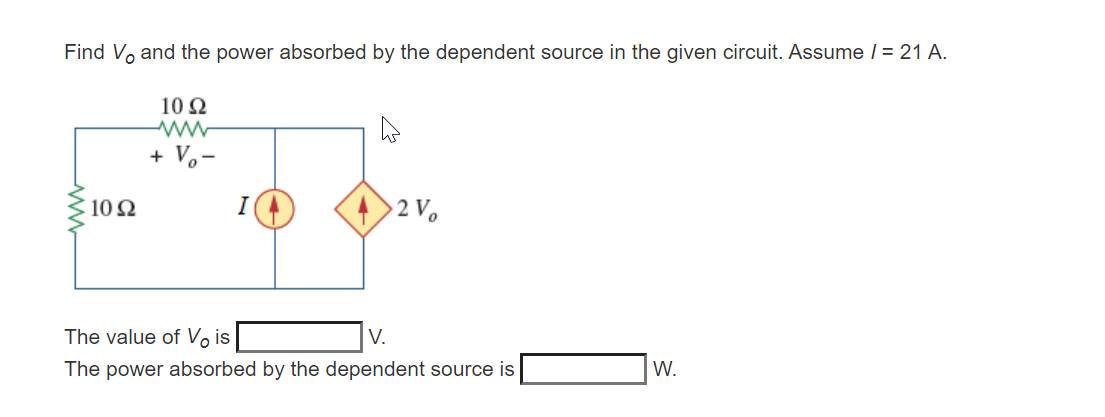 Solved Find Vo and the power absorbed by the dependent | Chegg.com