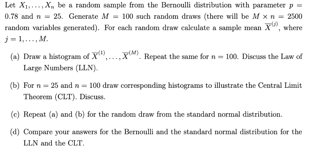 Solved Let Xi,.., Xn be a random sample from the Bernoulli | Chegg.com