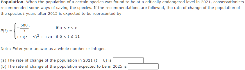 Solved Population. When the population of a certain species | Chegg.com