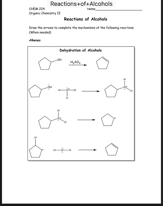 Solved Reactions+of+Alcohols CHEM 224 Organic Chemistry II | Chegg.com