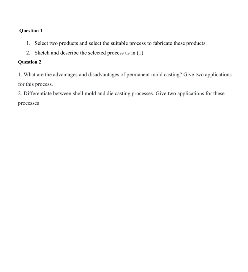 Solved Question 1Select two products and select the suitable | Chegg.com