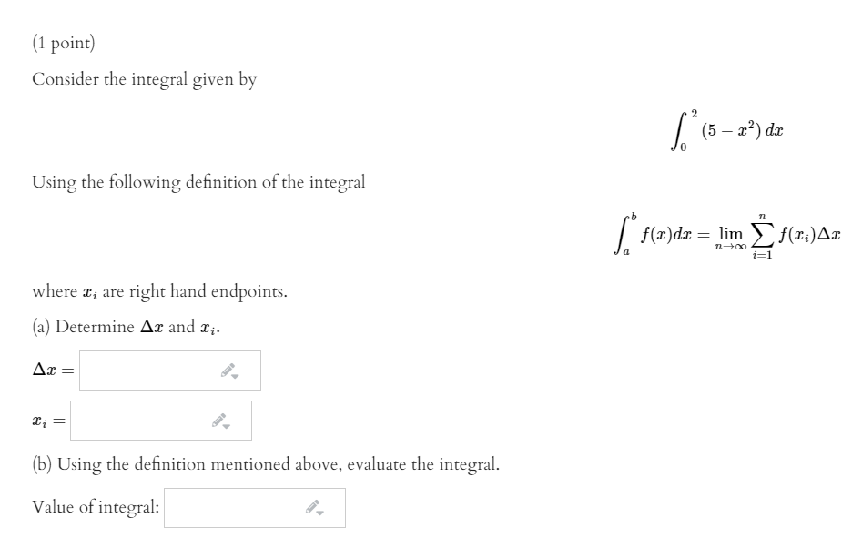 Solved Consider the integral given by Using the following | Chegg.com