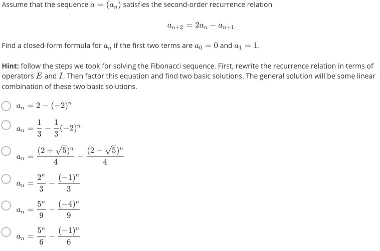 Solved Assume that the sequence a = = (an) satisfies the | Chegg.com