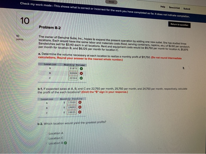 Solved Help Save&Exit Submit Check my work mode : This shows | Chegg.com
