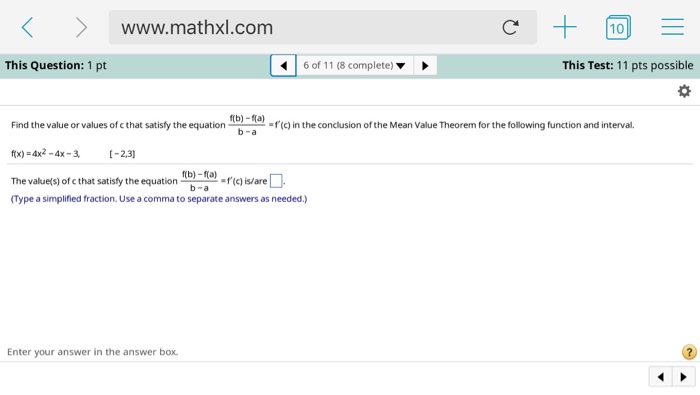 Solved Find the value or values of c that satisfy the | Chegg.com